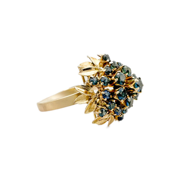 9ct Yellow Gold Sapphire Cluster Ring | CG Jewellery