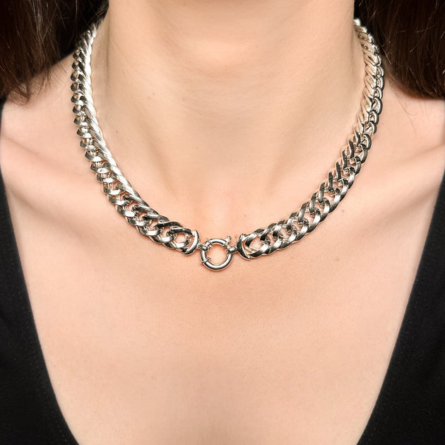 Sterling Silver Curb Bolt Ring Chain | CG Jewellery