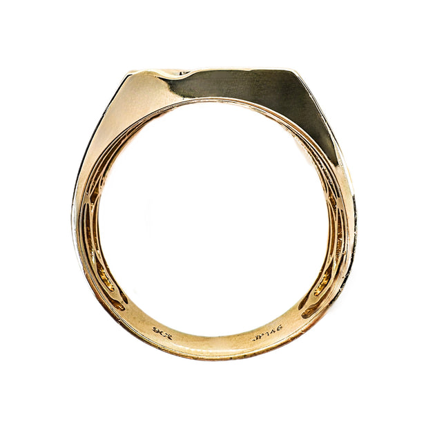 9ct Yellow Gold Two Row Diamond Mens Ring | CG Jewellery