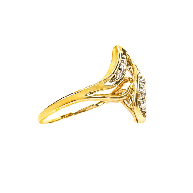 9ct Yellow Gold & Diamond Swirl Ring | CG Jewellery