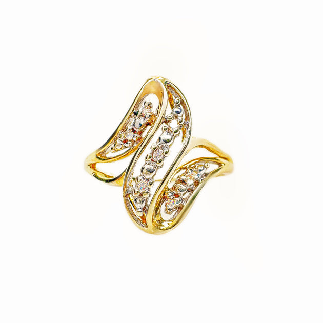 9ct Yellow Gold & Diamond Swirl Ring | CG Jewellery