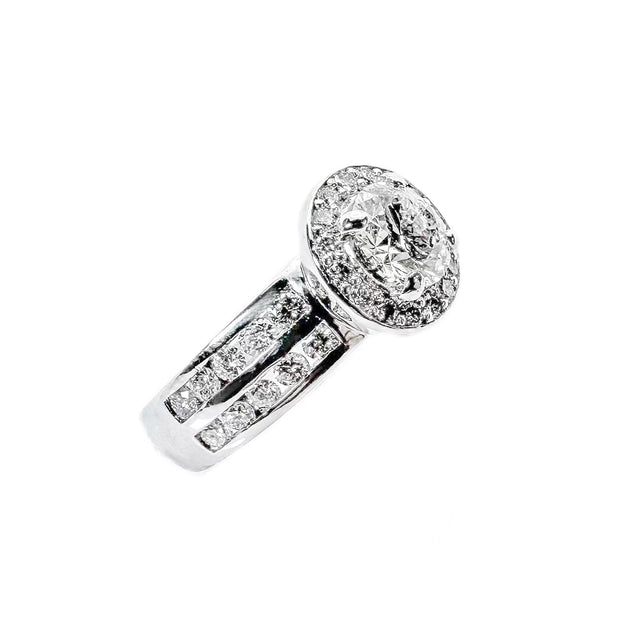 18ct White Gold Diamond Halo Ring | CG Jewellery